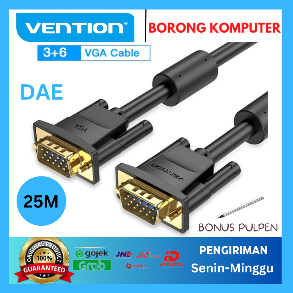 Jual Kabel VGA Vention Premium Male to Male (3+6) DAE 25 Meter | Shopee Indonesia