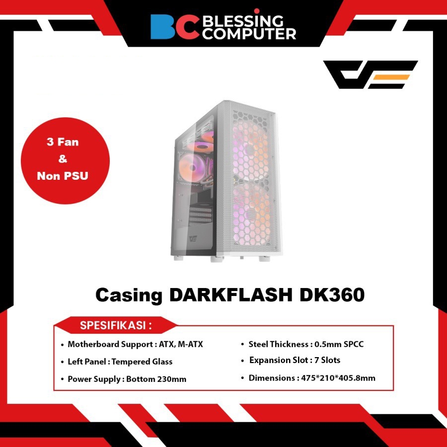 Jual Casing DARKFLASH DK360 ATX BLACK - White | Shopee Indonesia