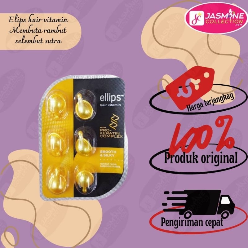 Jual Ellips Hair Vitamin Moroccan Oil Smooth & Shiny (Kuning) 6 ...