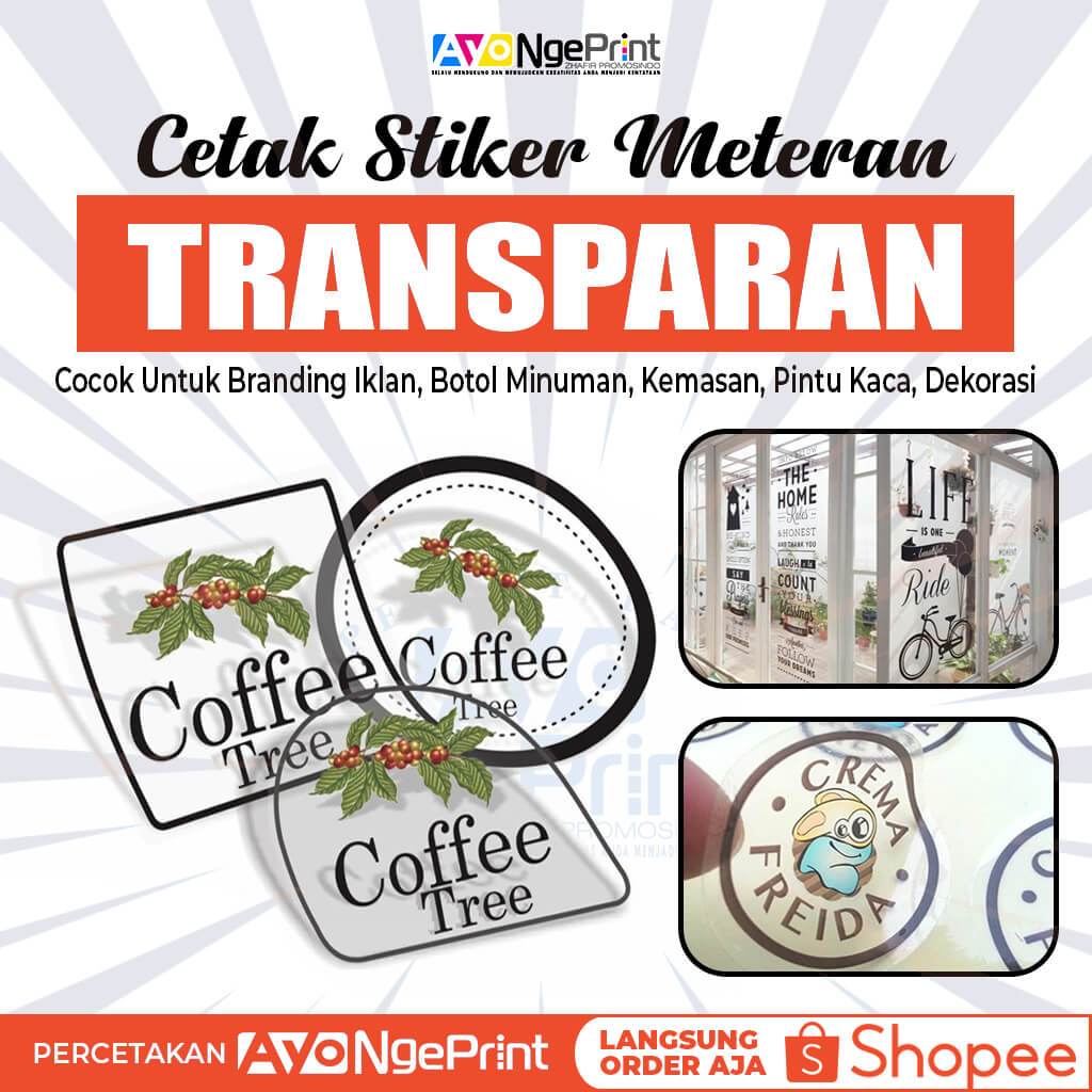 Jual Cetak Stiker Transparan Meteran / Print Sticker Bening / Cetak Stiker Label + Cutting Sesui ...