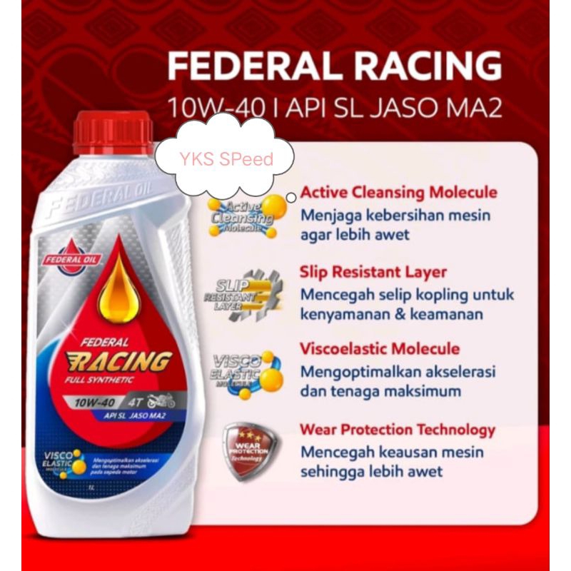 Jual (OBRAL ORIGINAL) Oli Mesin Federal Racing 10-40w 1 liter For N-max ...