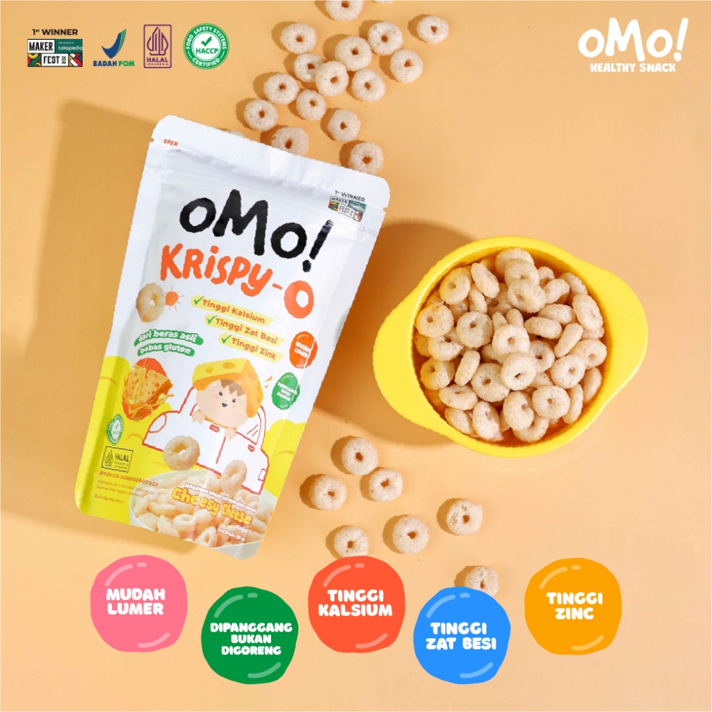 Jual [NEW] OMO! Krispy O | Rasa Cheesy Cheese, 15gr - Snack 8 bulan++ | Shopee Indonesia