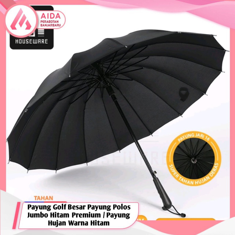 Jual Payung Golf Besar Payung Polos Jumbo Hitam Premium / Payung Hujan ...