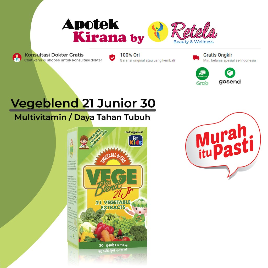 Jual Vegeblend 21 Junior Ekstrak 21 Jenis Sayuran Isi 30 Kapsul ...