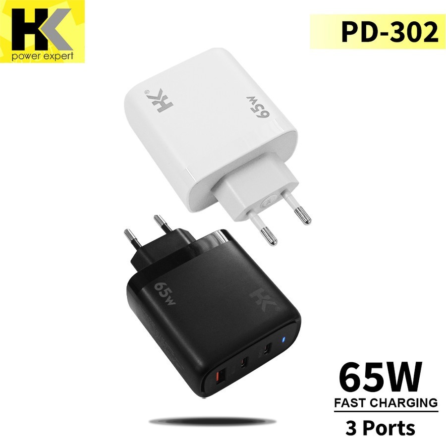 Jual Original HK Adapter Charger PD-302 65W Fast Charging 3 Port USB Type C | Shopee Indonesia