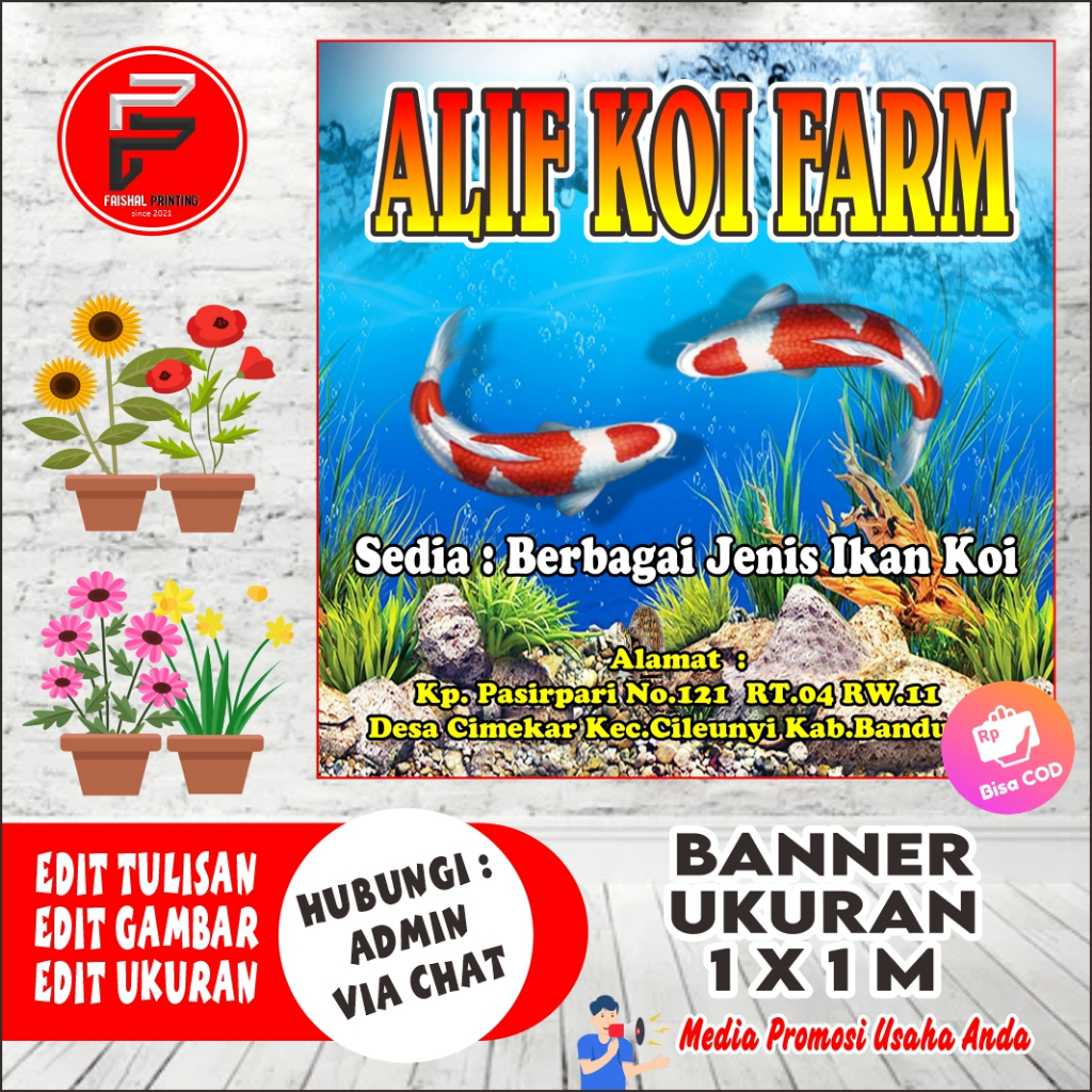 Jual Spanduk Jual Ikan Koi / Spanduk Jual Ikan Hias / Banner Jual Ikan ...