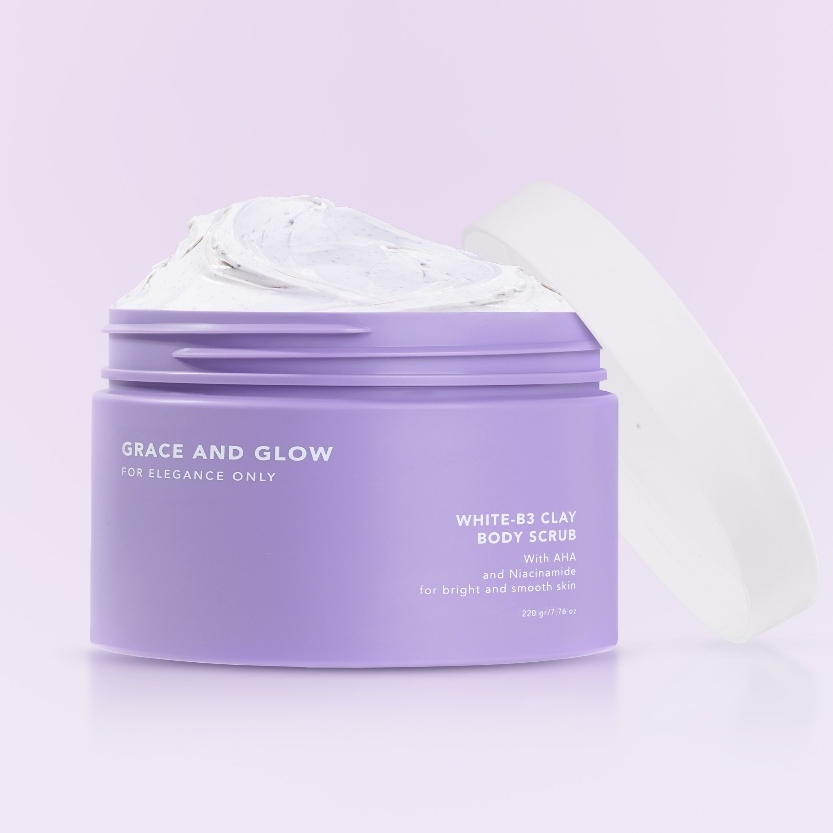 Jual Grace and Glow White-B3 Clay Body Scrub For Bright and Smooth Skin ...