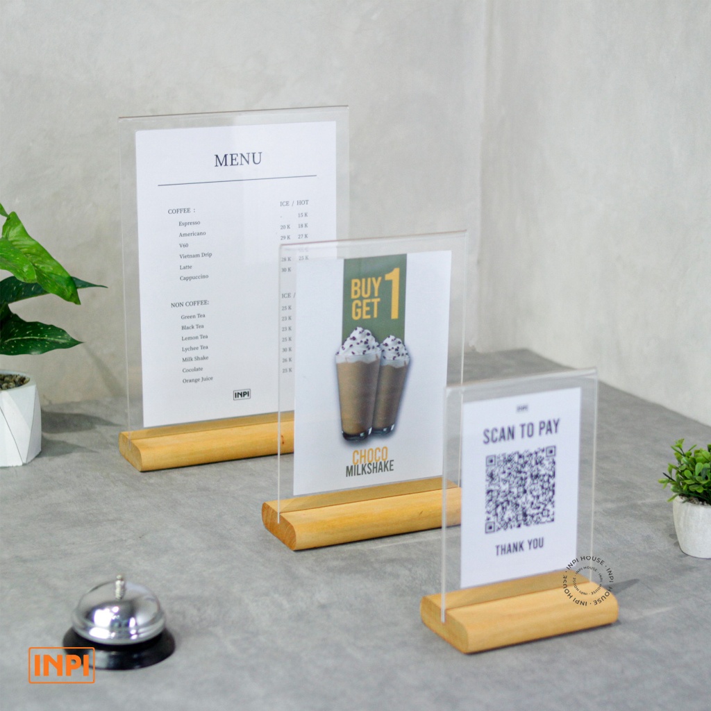 Jual Stand Display Menu Kayu Akrilik - INPI House | Shopee Indonesia