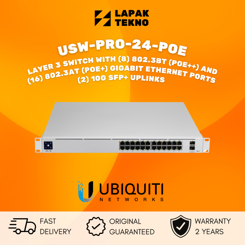 Jual UBIQUITI USW-PRO-24-POE UBNT UNIFI 24 Port PoE Layer 3 Switch with ...