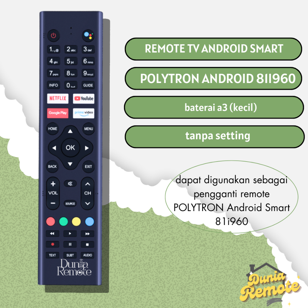 Jual Remot Remote TV POLYTRON Android Smart TV Polytron LED LCD Type ...