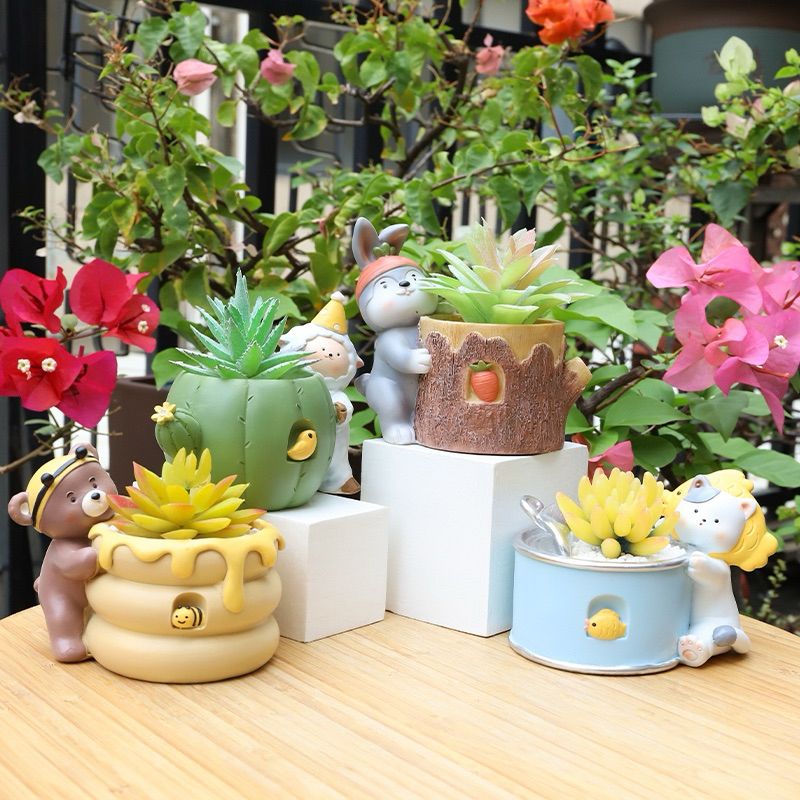 Jual Pot Tanaman Resin Lucu Unik Pot Bear Bunny Lithops Kaktus Sukulen ...