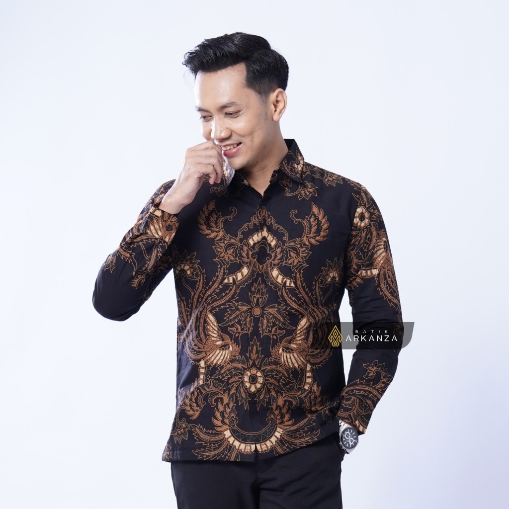 Jual BATIK ARKANZA Motif Manunggaling Hitam Kemeja Batik Pria Lengan Panjang Slimfit Premium ...
