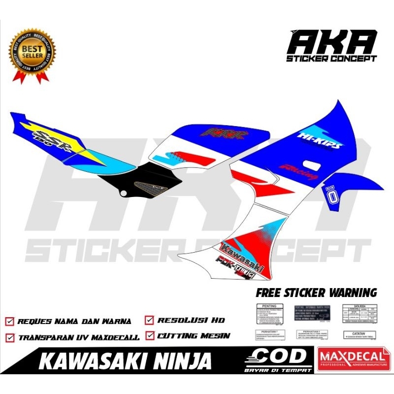 Jual Sticker striping Kawasaki Ninja KRR biru transparan bisa request ...