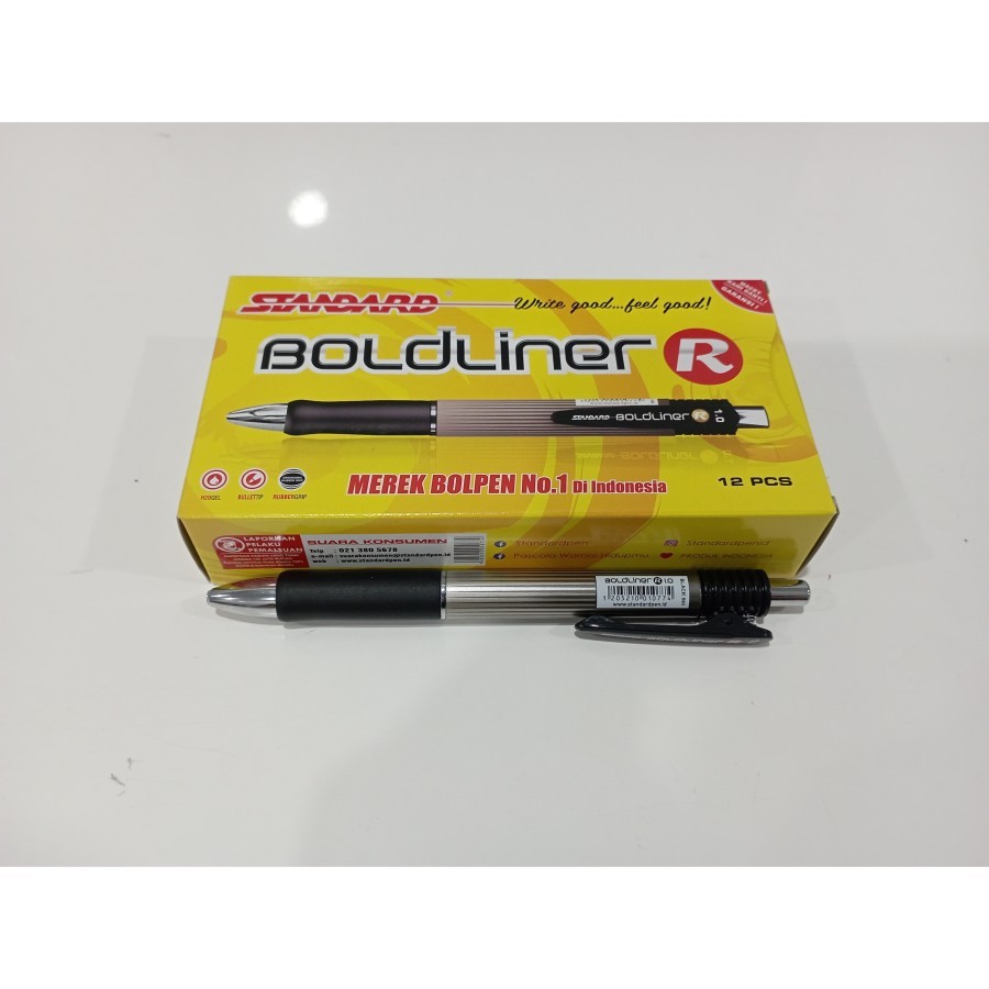 Jual Pulpen Standard Boldliner R Retractable 1.0 mm Tinta Hitam Satuan ...