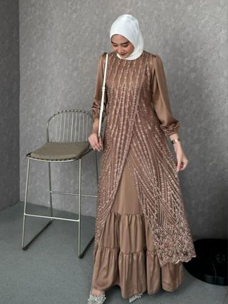 Jual Baju Gamis Brokat Livia dress Baju Pesta Kondangan Terbaru Gamis Mewah 2025 Gaun Brokat ...