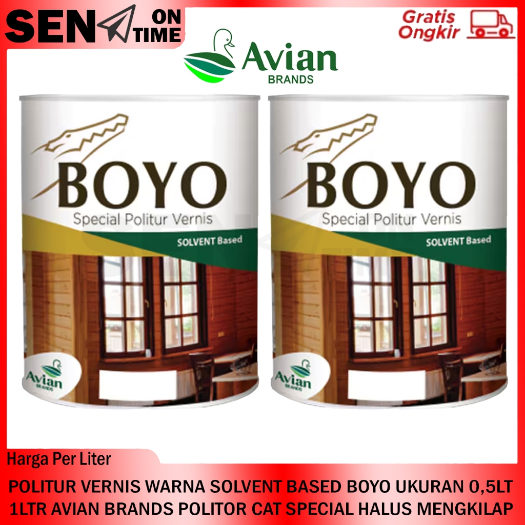 Jual POLITUR VERNIS WARNA SOLVENT BASED BOYO UKURAN 0,5LT 1LTR AVIAN ...