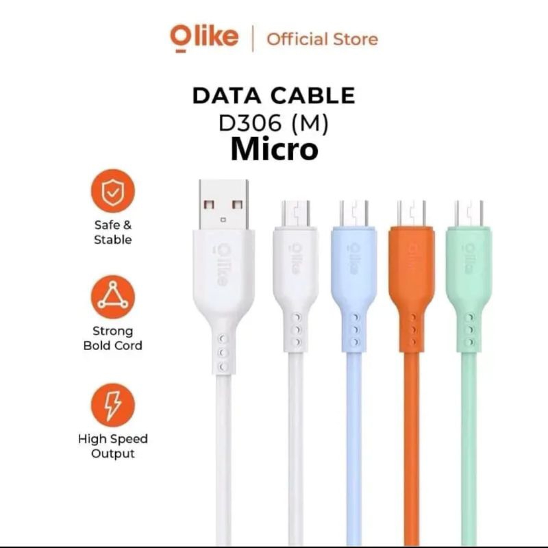 Jual KABEL DATA MICRO USB FAST CHARGING 2.1A 100CM OLIKE D306M | Shopee ...