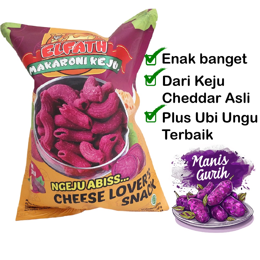 Jual ELFATH Makaroni Keju makanan ringan rasa keju Ubi Ungu | Shopee ...