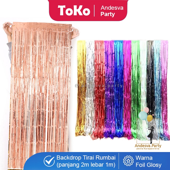Jual tirai foil rumbai pesta / backdrop foil rumbai / background foil ...