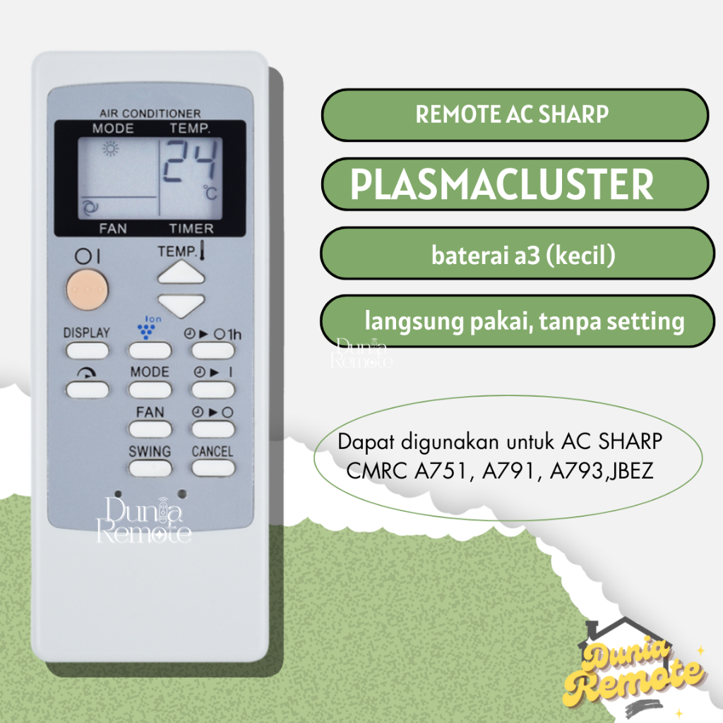 Jual Remot / Remote AC SHARP wo Ion Plasmacluster tanpa dus tidak perlu ...