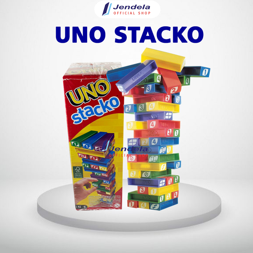 Jual UNO Stacko Original Mattel Balok Susun Family Games Stacko 43535 ...