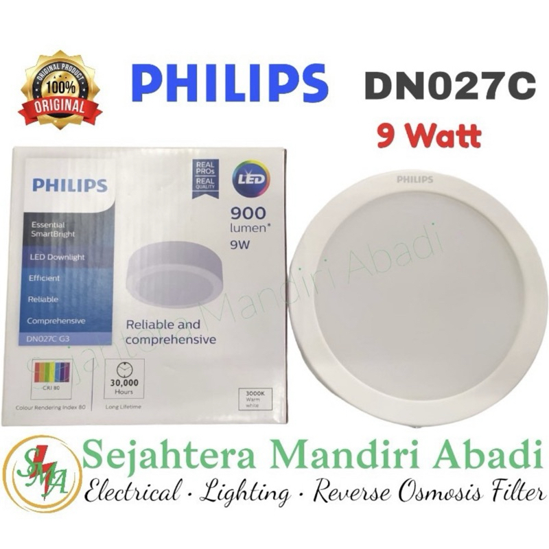 Jual Lampu Downlight Philips DN027C 9 Watt LED Outbow Bulat Philips | Shopee Indonesia