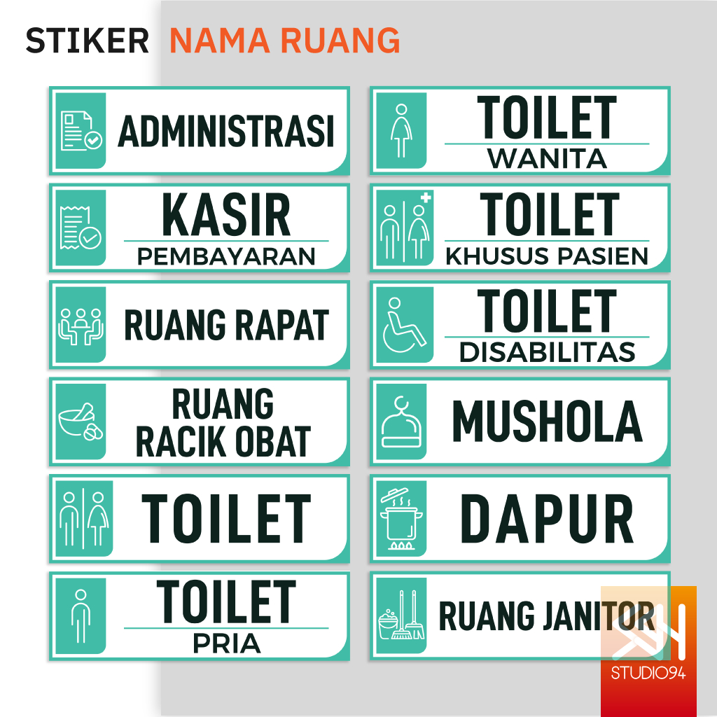 Jual Sticker Sign Petunjuk | Stiker Signate Nama Ruang 2 | Ruang Rapat ...