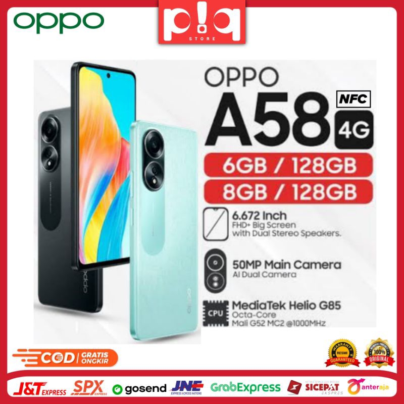 Jual OPPO A58 Ram 6+6 / 8+8 / 128 GB NFC (NEW) | Shopee Indonesia