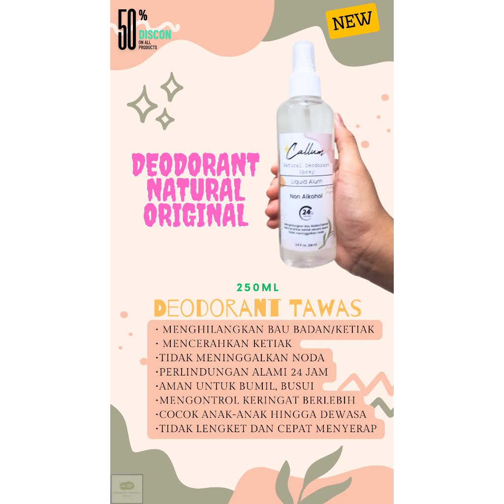 Jual Deodorant Tawas Natural Cair Spray 250ml Original Penghilang Bau ...