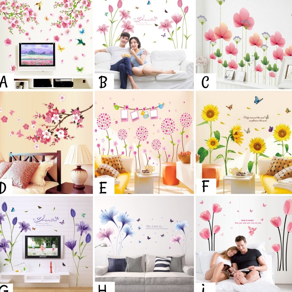 Jual Reliza Wall Sticker Bunga Sakura Flower Matahari Lily Stiker ...