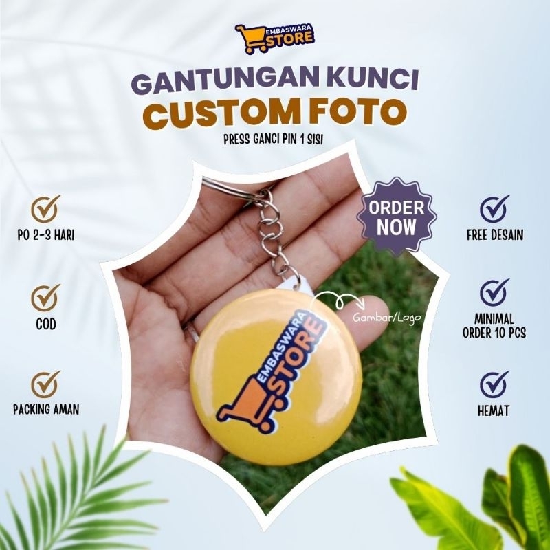 Jual Souvenir Pin Gantungan Kunci Custom Foto/Tulisan/Logo Press Mesin ...