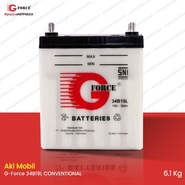 Jual G Force Aki Mobil Conventional 34B19L 30AH 12V | Shopee Indonesia