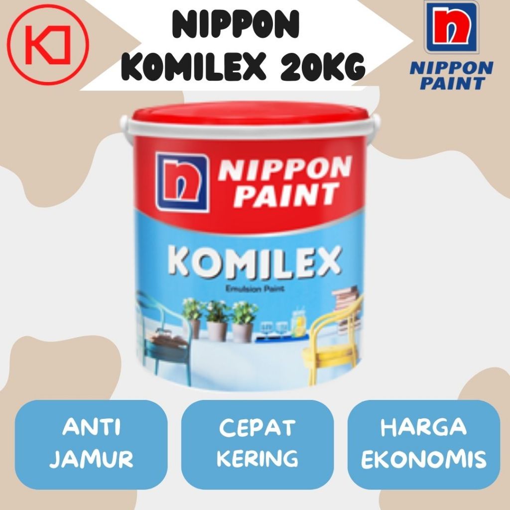Jual Nippon Paint Komilex 18 Kg 20 lt PUTIH - Cat Dinding Interior ...