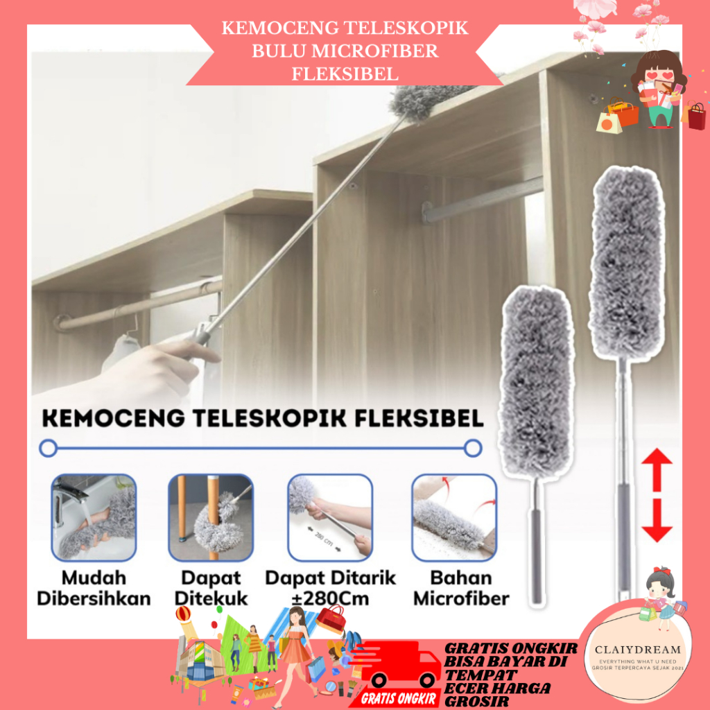 Jual CLAIYDREAM Kemoceng Teleskopik | Kemoceng Fleksibel 280cm | Bisa ...