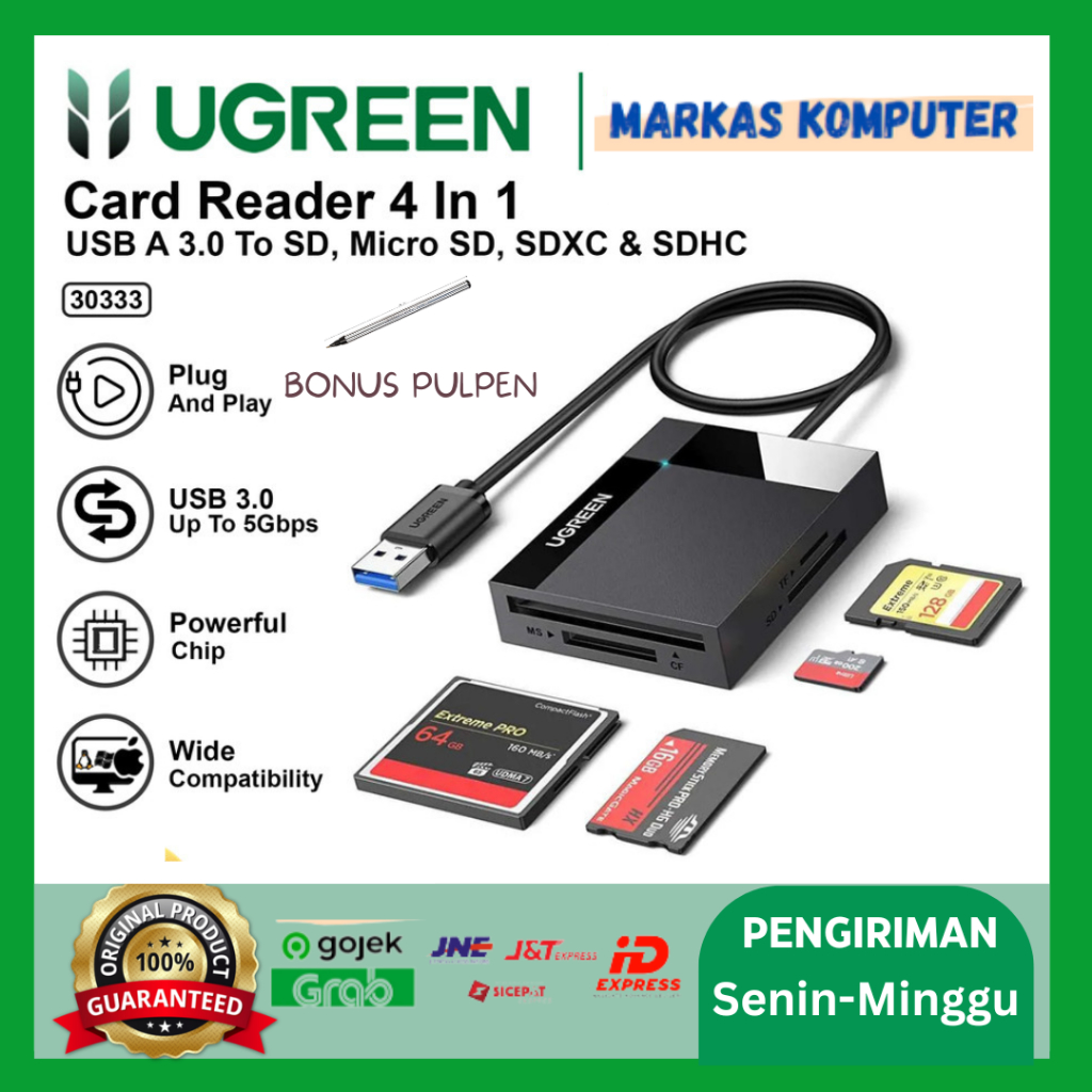 Jual UGREEN Card Reader 4-In-1 USB 3.0 A (Cable 0.5M) | Shopee Indonesia