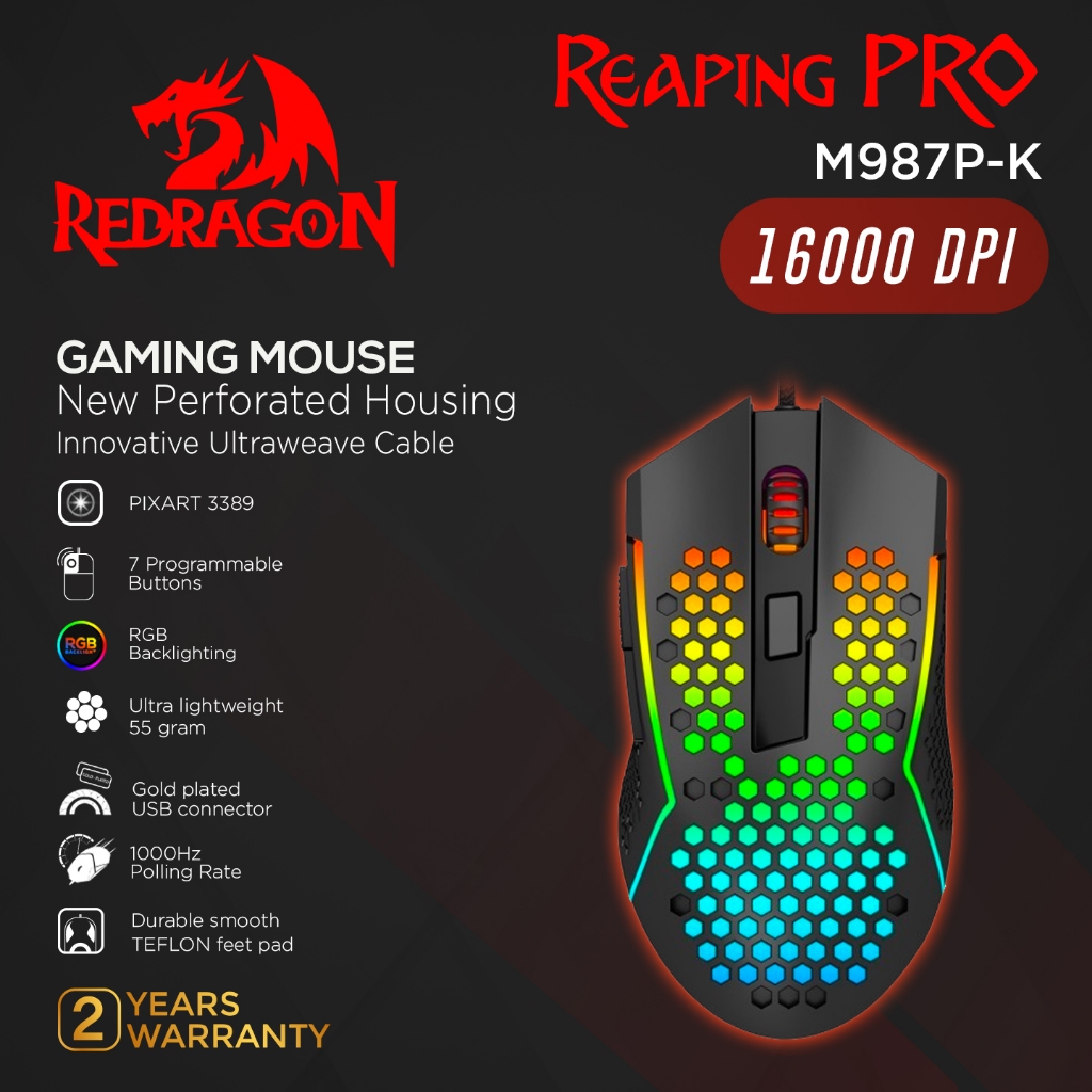 Jual REDRAGON Gaming Mouse RGB Lightweight Reaping PRO - M987P-K ...