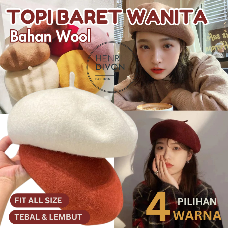 Jual Topi Baret Korea Wanita Painter Selebgram Kupluk Wool Beret Hat ...