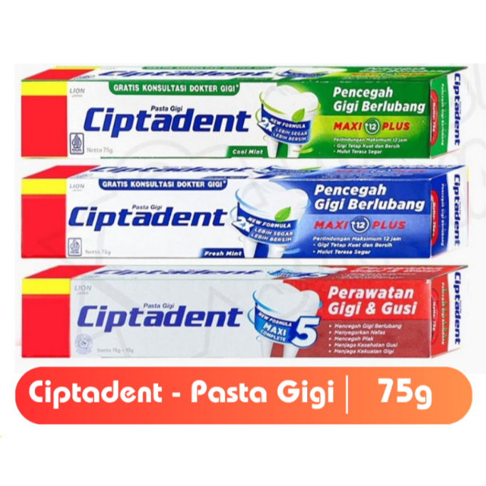 Jual CIPTADENT PASTA GIGI 75 gr MAXI PLUS COMPLETE FRESH MINT COOL ...