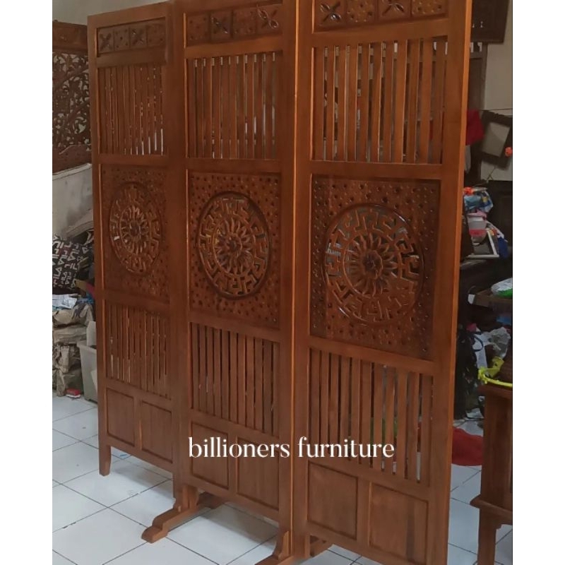 Jual Partisi Sketsel penyekat ruangan Kayu jati Minimalis | Shopee ...