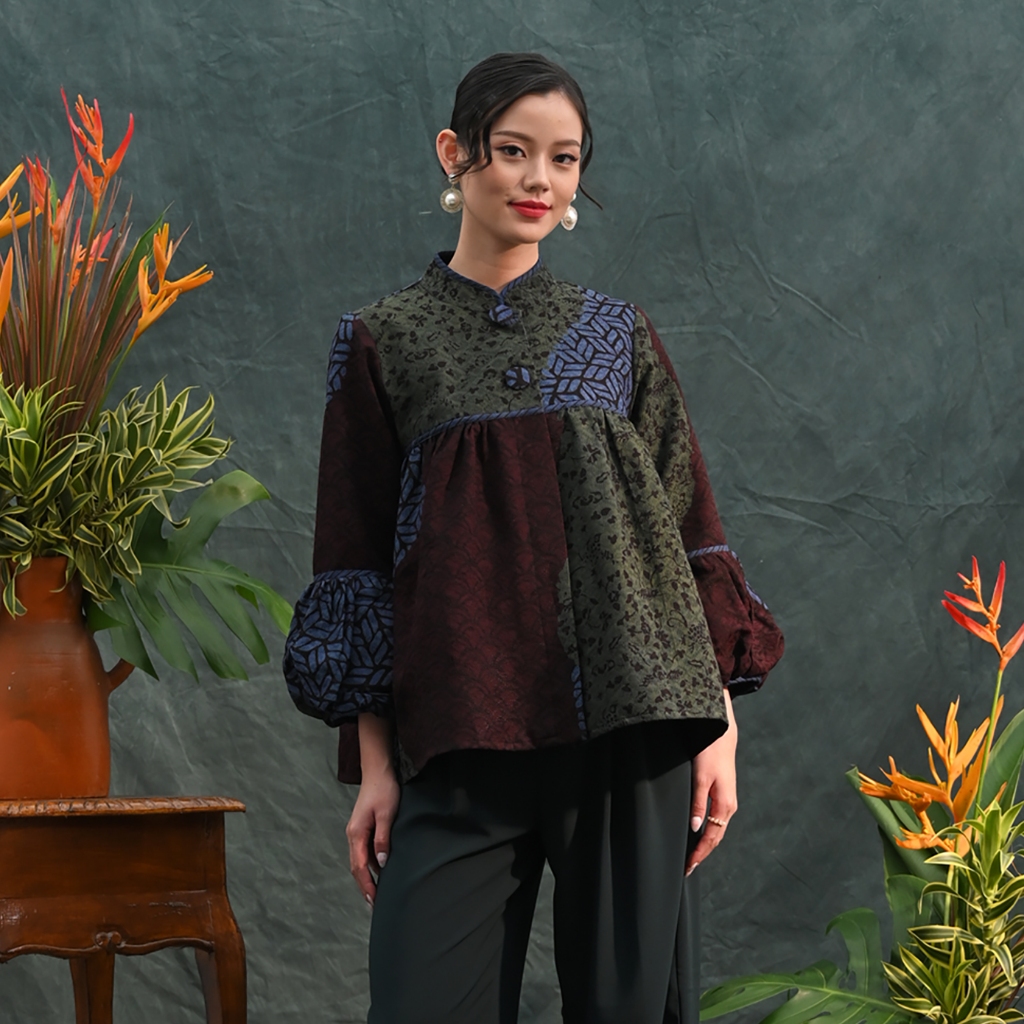 Jual NONA RARA - Kiyomi Dobi Cirebon T2897, Baju kerja blouse batik ...