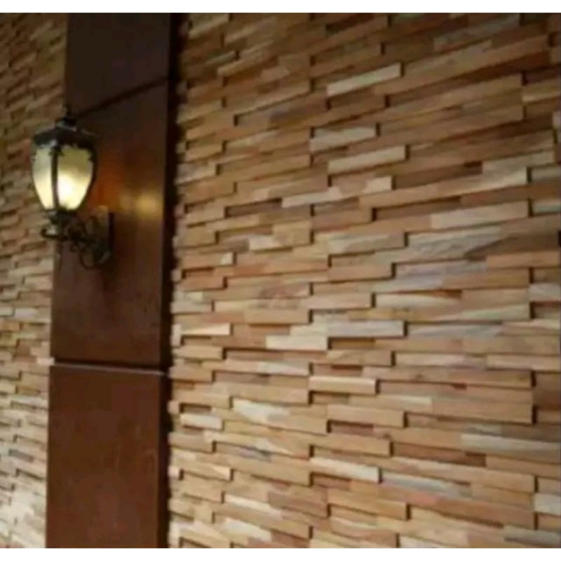 Jual wallpaper dinding kayu jati / panel kayu jati / wood panel kayu ...