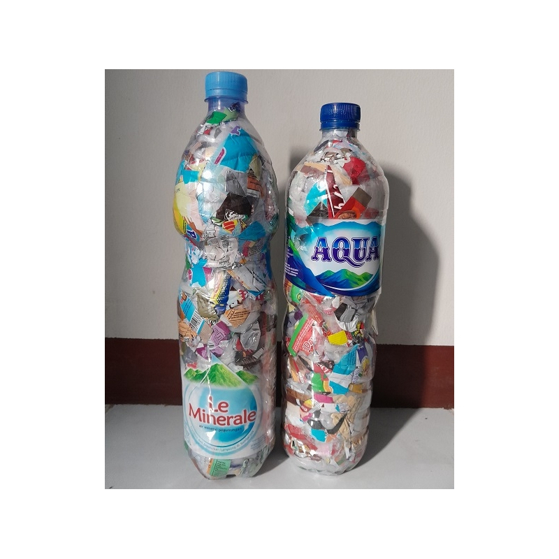 Jual Ecobrick Botol 1500 ml Aqua Le mineral Berat 500-550Gr Sampah ...