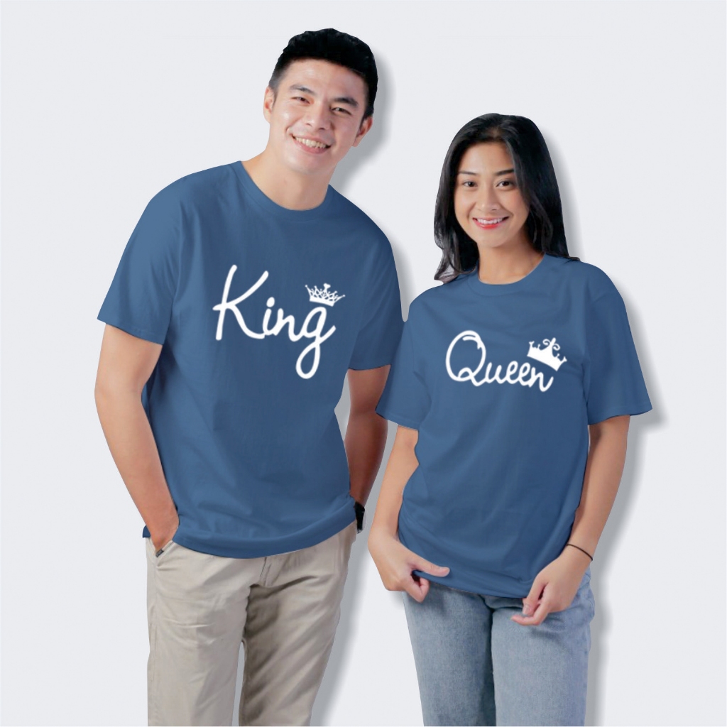 Jual ALI ASH Kaos Couple Pasangan Tulisan Raja dan Ratu Mahkota Simple ...