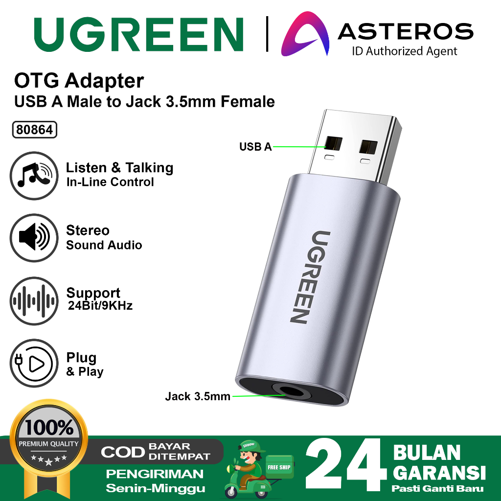 Jual UGREEN Sound Card External Stereo Sound Audio Adapter Laptop PC ...