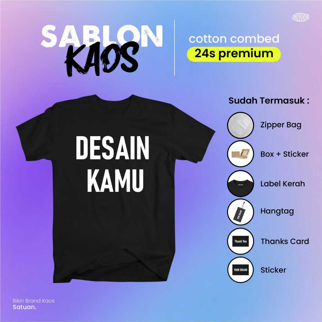 Jual Kaos Custom Satuan Cotton Combed 24s PREMIUM Lengan Pendek ...