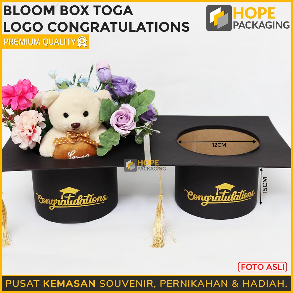 Jual Bloom Box Topi Wisuda / Toga Logo Congratulations / Box Toga Tanpa ...