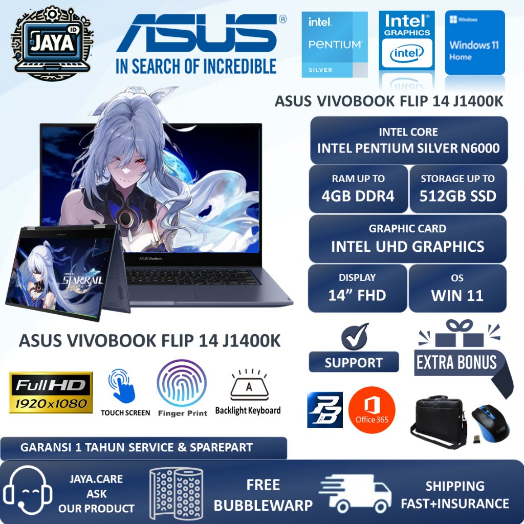 Jual Laptop Asus Vivobook Flip 14 J1400K INTEL N6000 RAM 4GB 512GB SSD ...