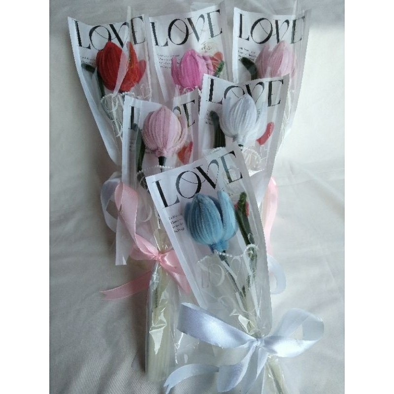 Jual bunga tulip single flower - mawar single flower pipe cleaner (baca ...