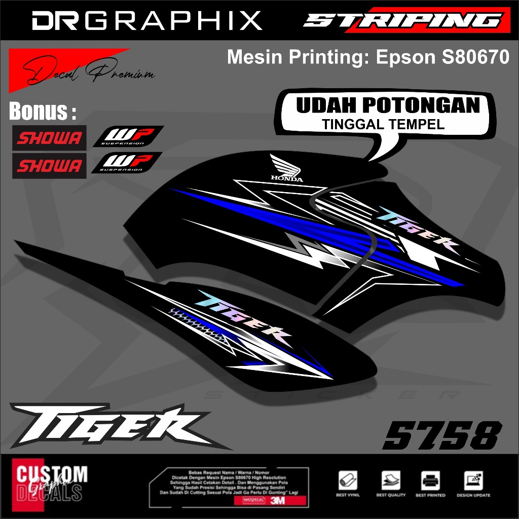 Jual 5758 Sticker [Tinggal Tempel] Tiger Revo - Striping Tiger Revo ...