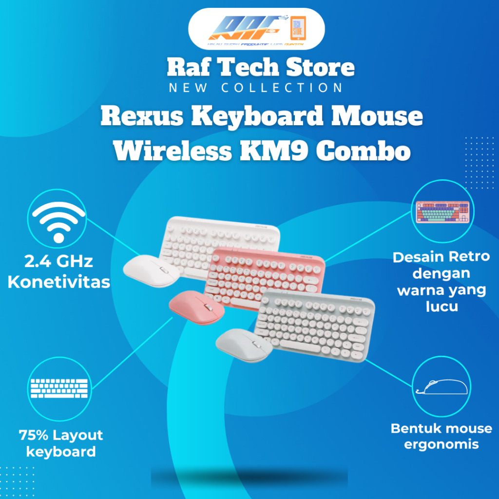 Jual Rexus Keyboard Mouse Wireless KM9 Combo - Keyboard Lucu - Keyboard ...